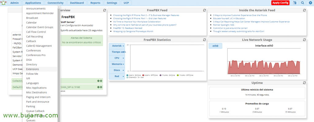 Instalación de FreePBX y configuración básica | Blog Bujarra.com